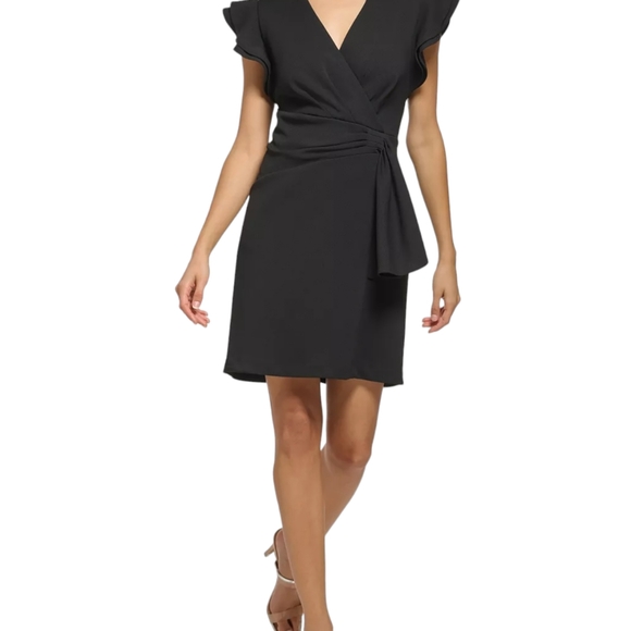 DNY | Dresses | Dkny Pleated Drape Fluttersleeve Sheath Dress | Poshmark